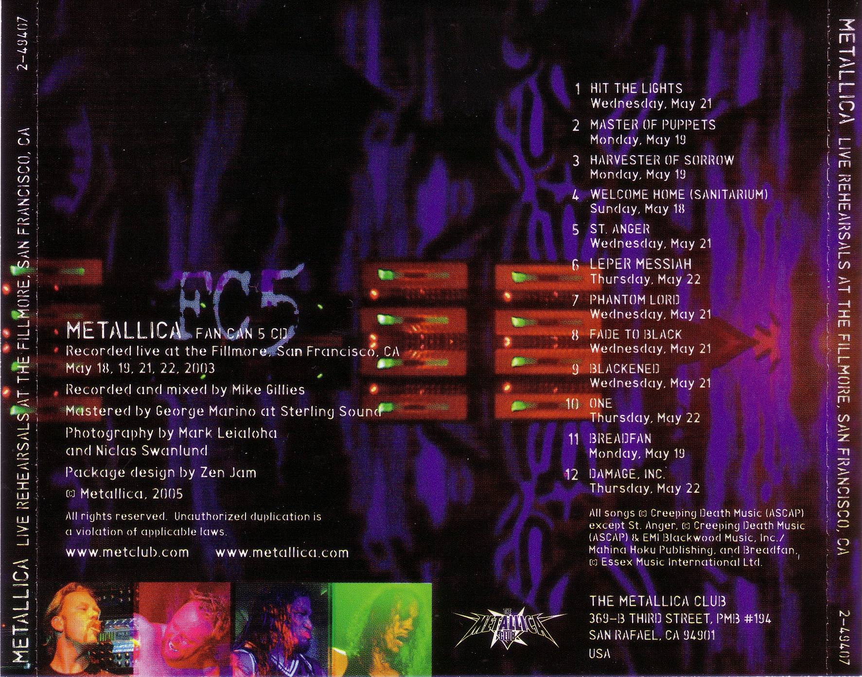 Metallica Fan Can : Back US | CD Covers | Cover Century | Over 1.000. ...